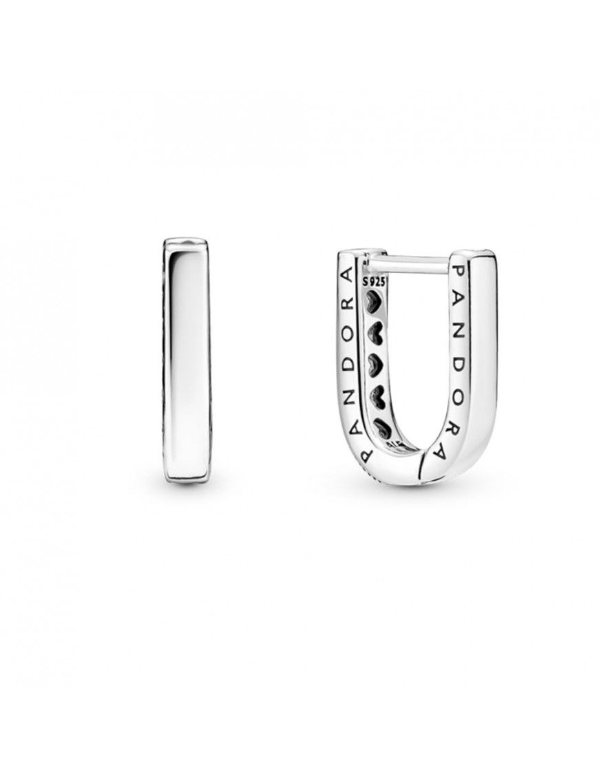 Pendientes Pandora en plata de ley Aro Doble en Pavé 299056C01